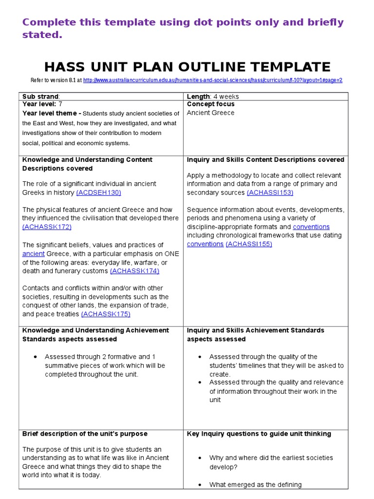 Ancient Greece - Unit Plan | PDF | Reading Comprehension | Learning
