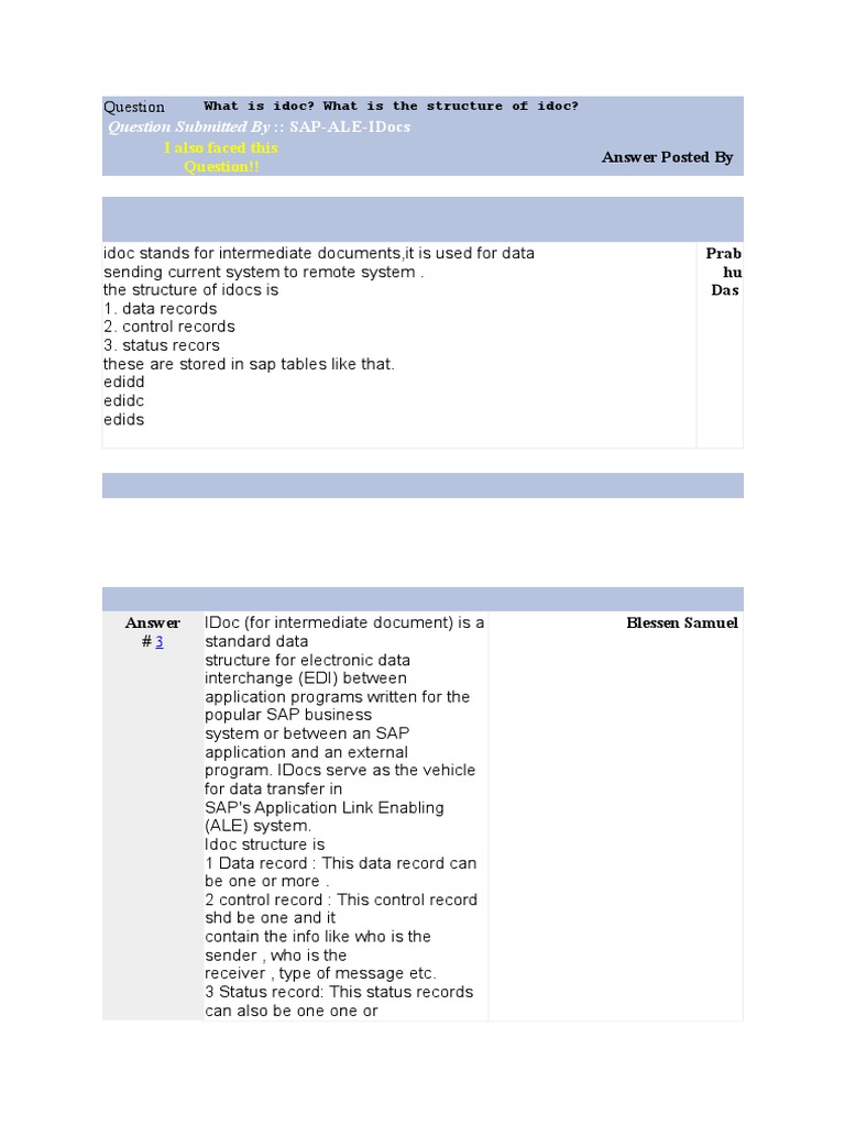 Idoc Interview | PDF | Electronic Data Interchange | Data Management