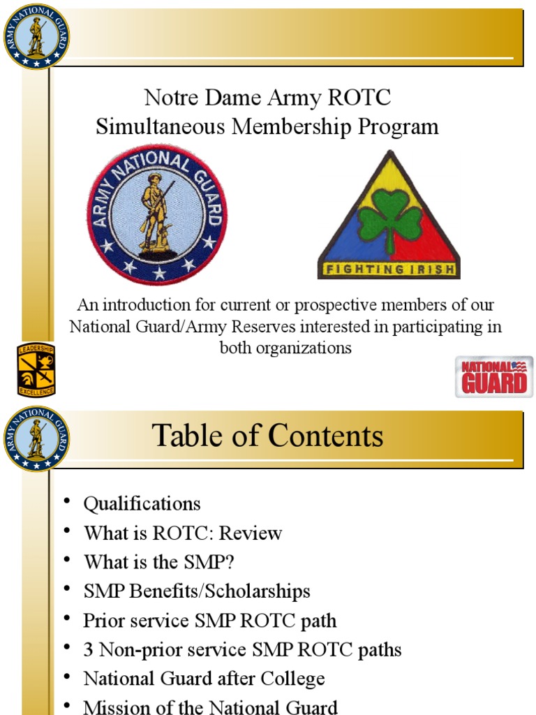 Notre Dame Army ROTC Simultaneous Membership Program | PDF | Military ...