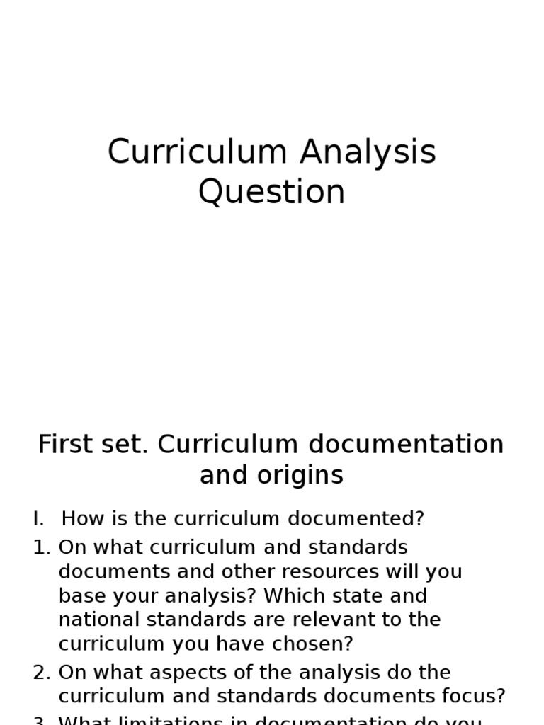 Curriculum Analysis