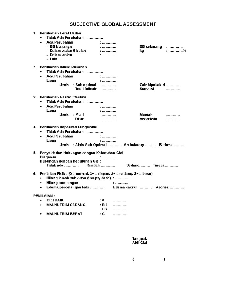 Subjective Global Assessment | PDF