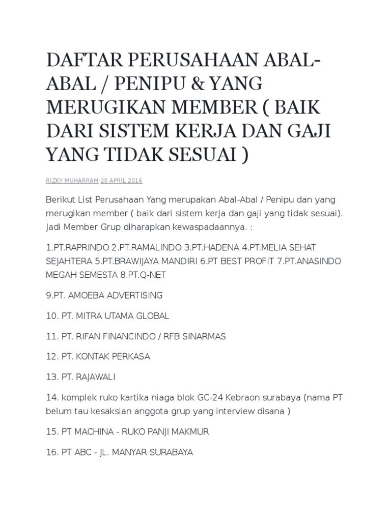 Perusahaan Abal-Abal | PDF | Komputer