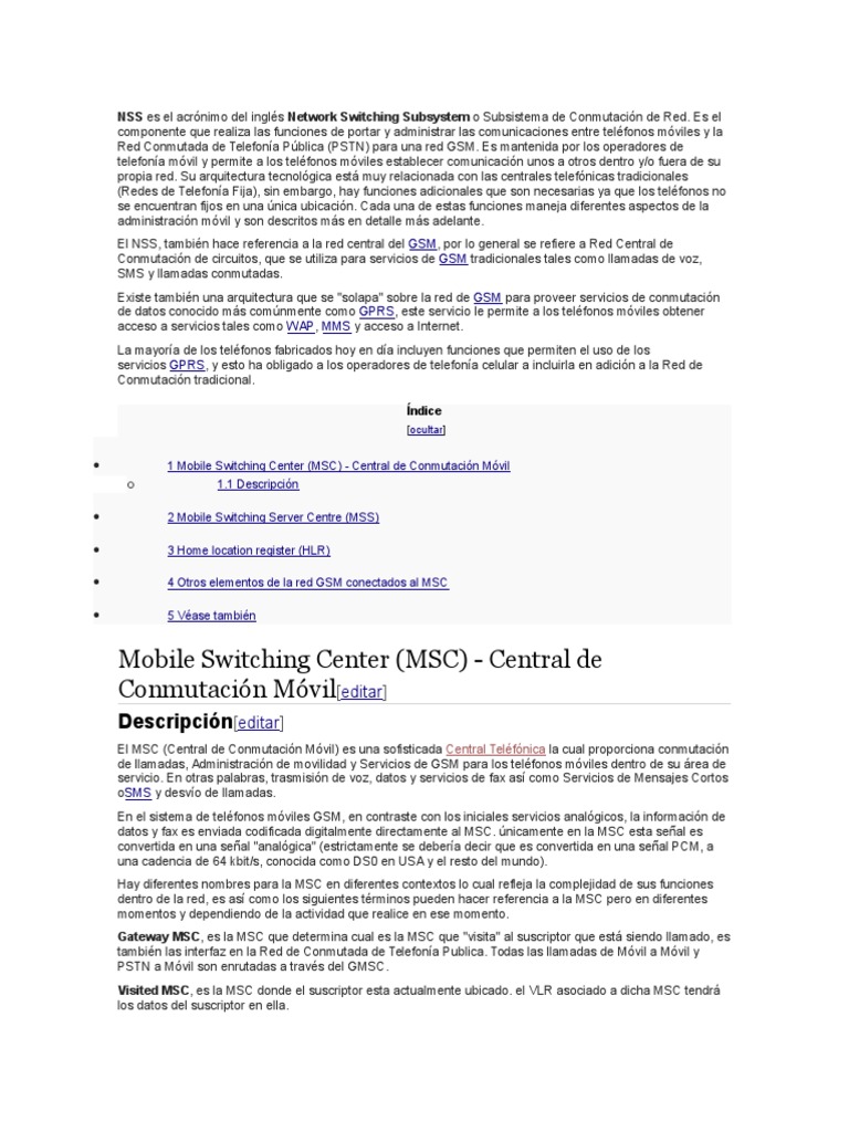 Mobile Switching Center (MSC) - Central de Conmutación Móvil | PDF ...