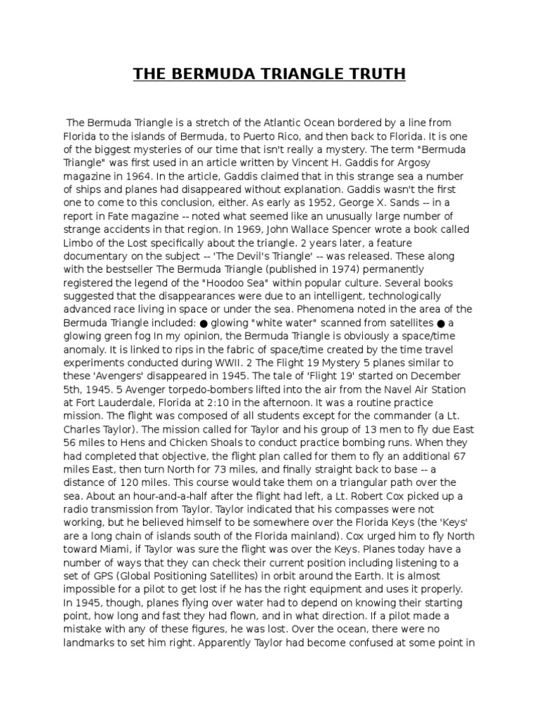 School Assignment Bermuda Triangle | Atlantis | Nature