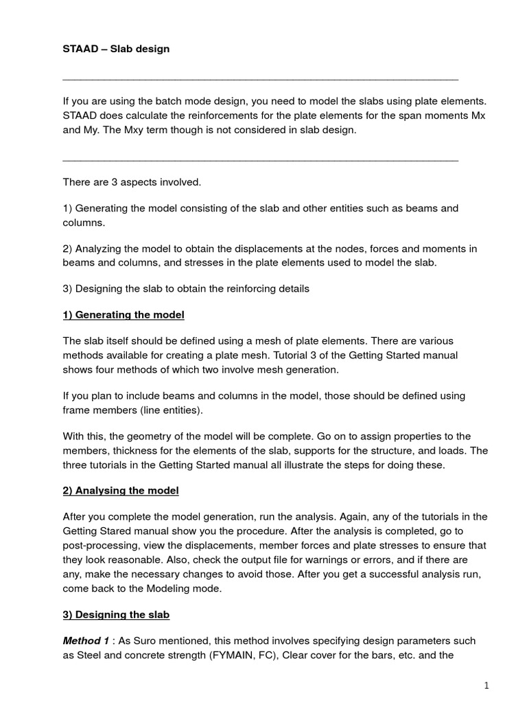 Staad Slab Design | PDF | Column | Stress (Mechanics)