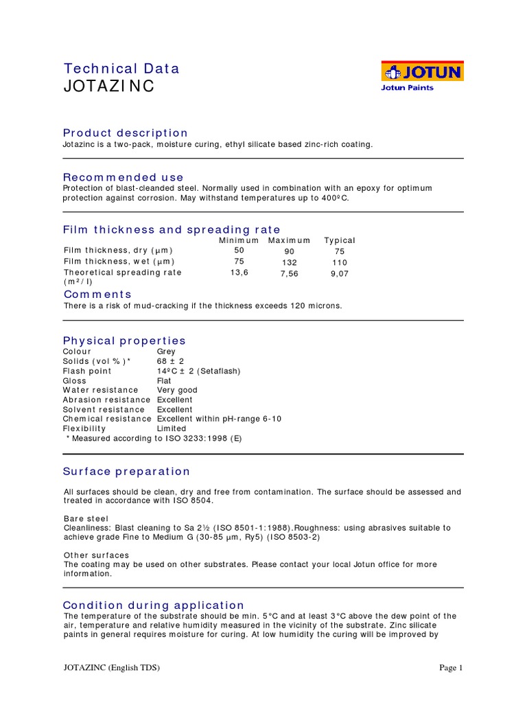 Jotazinc PDF | PDF | Paint | Porosity