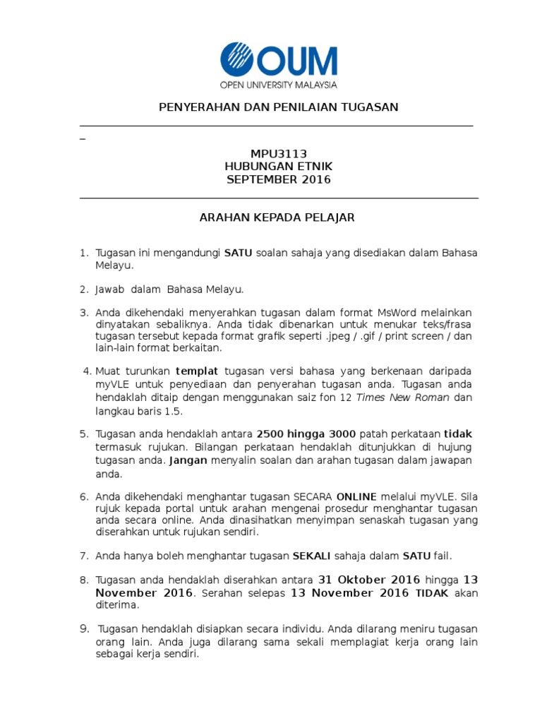 OUM MPU3113 Assignment