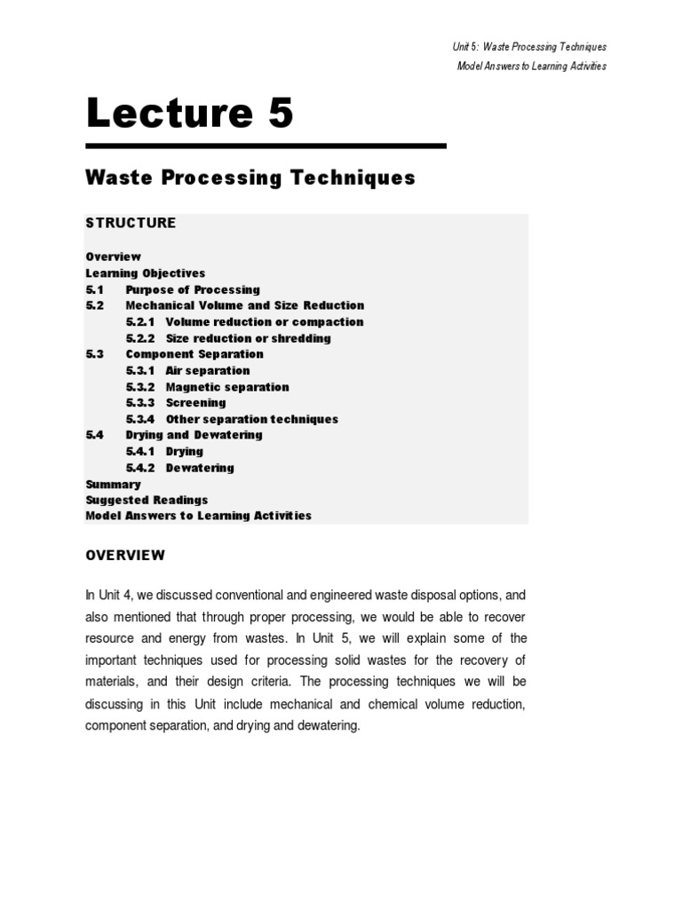 Waste Processing Techniques | PDF | Waste Management | Incineration