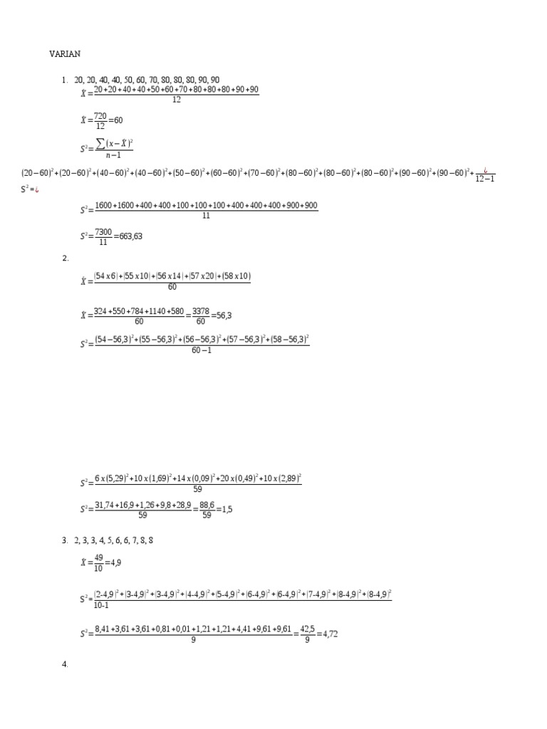 Variance Calculation Examples and Solutions | PDF | Teaching Methods ...