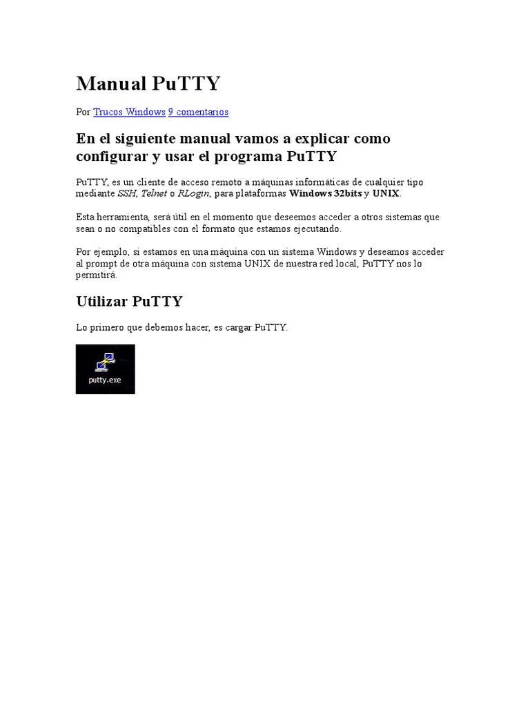 Guía Completa para Usar PuTTY | PDF | Ventana (informática) | Contraseña