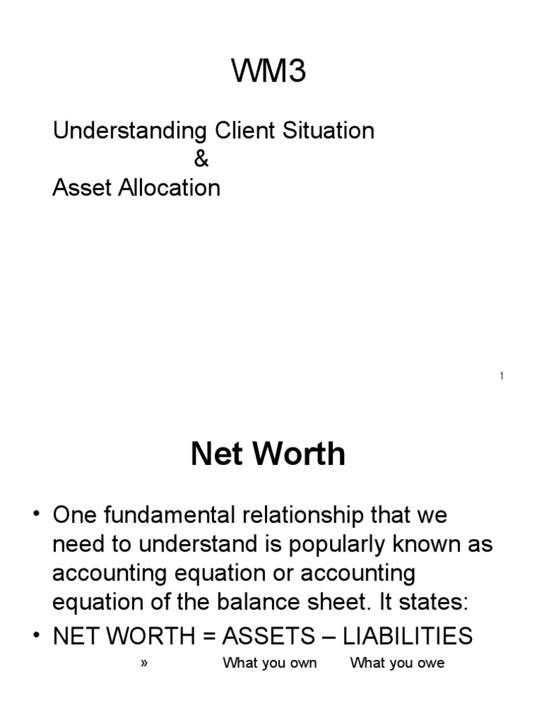 Understanding Client Situation & Asset Allocation | PDF | Asset ...