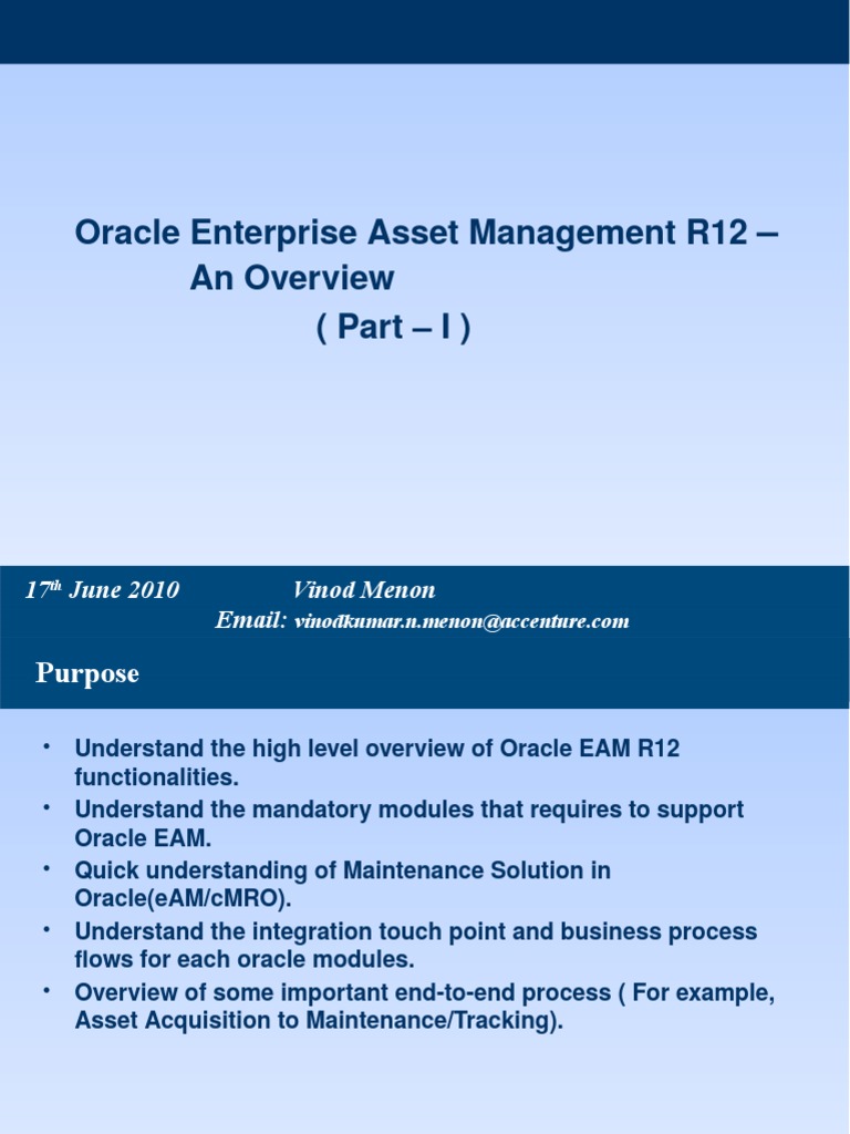 Erpsoft LLC: Oracle Enterprise Asset Management R12 An Overview (Part ...