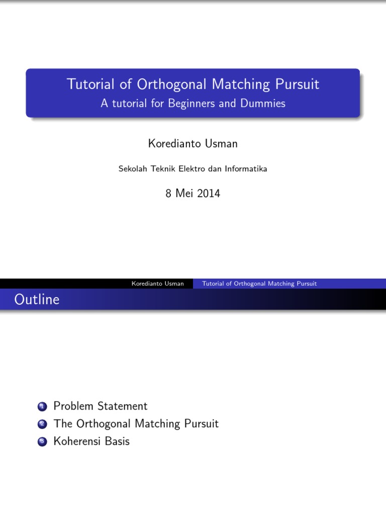 Tutorial Orthogonal Matching Pursuit Mod2 Pdf Algorithms And Data Structures Analysis 
