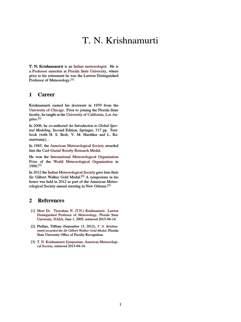 T. N. Krishnamurti | PDF