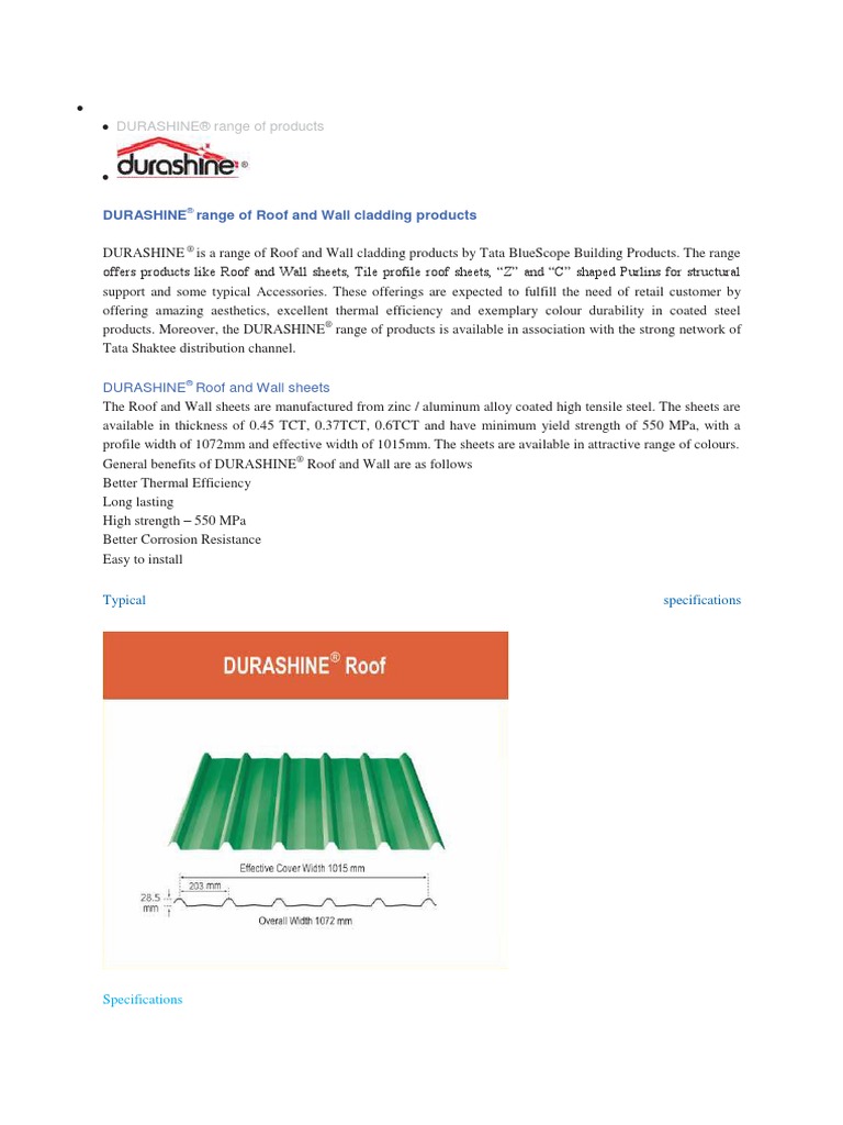 Durashine PDF | PDF | Roof | Sheet Metal