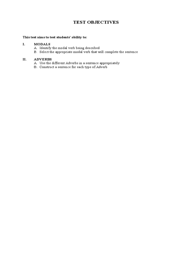 Test Objectives | PDF