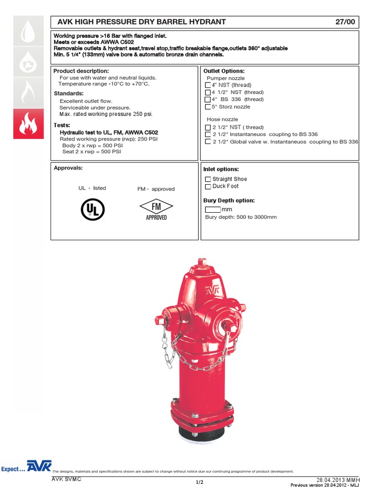 Industrial Hydrant Specifications | PDF
