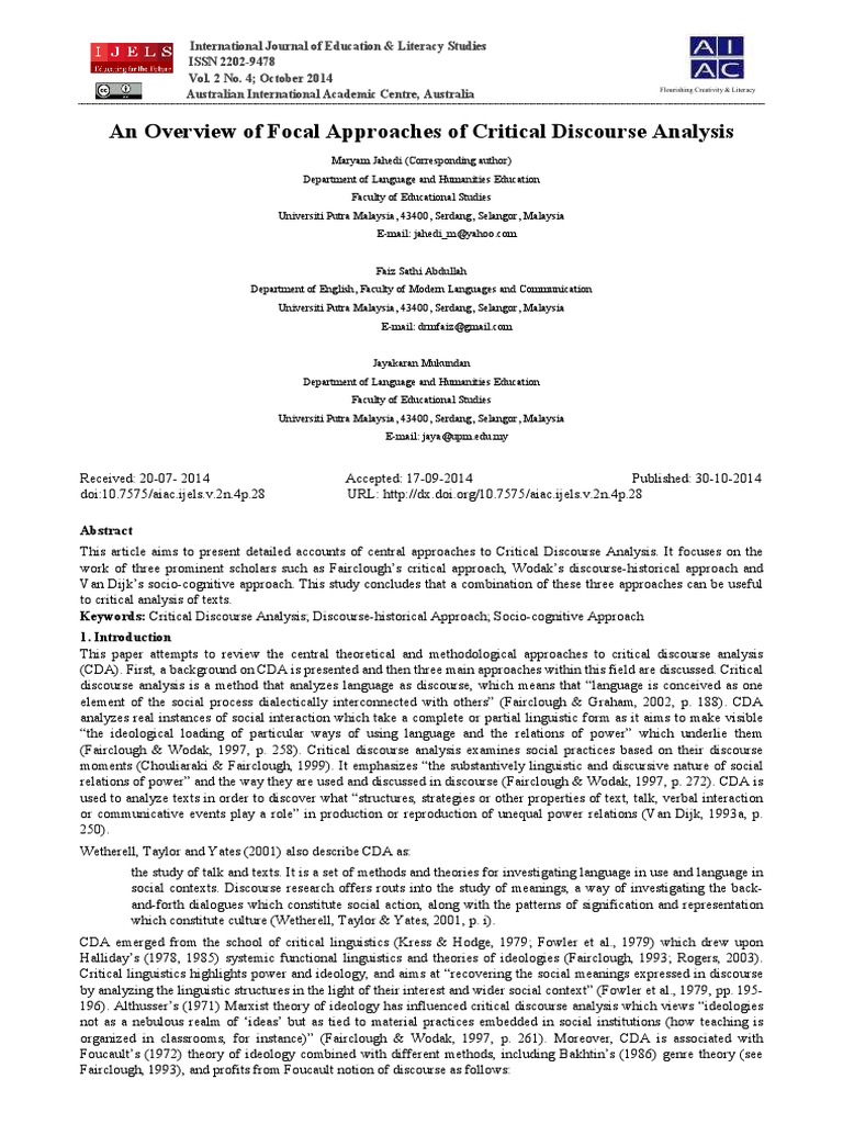 Overview of Critical Discourse Analysis | PDF | Discourse | Intertextuality