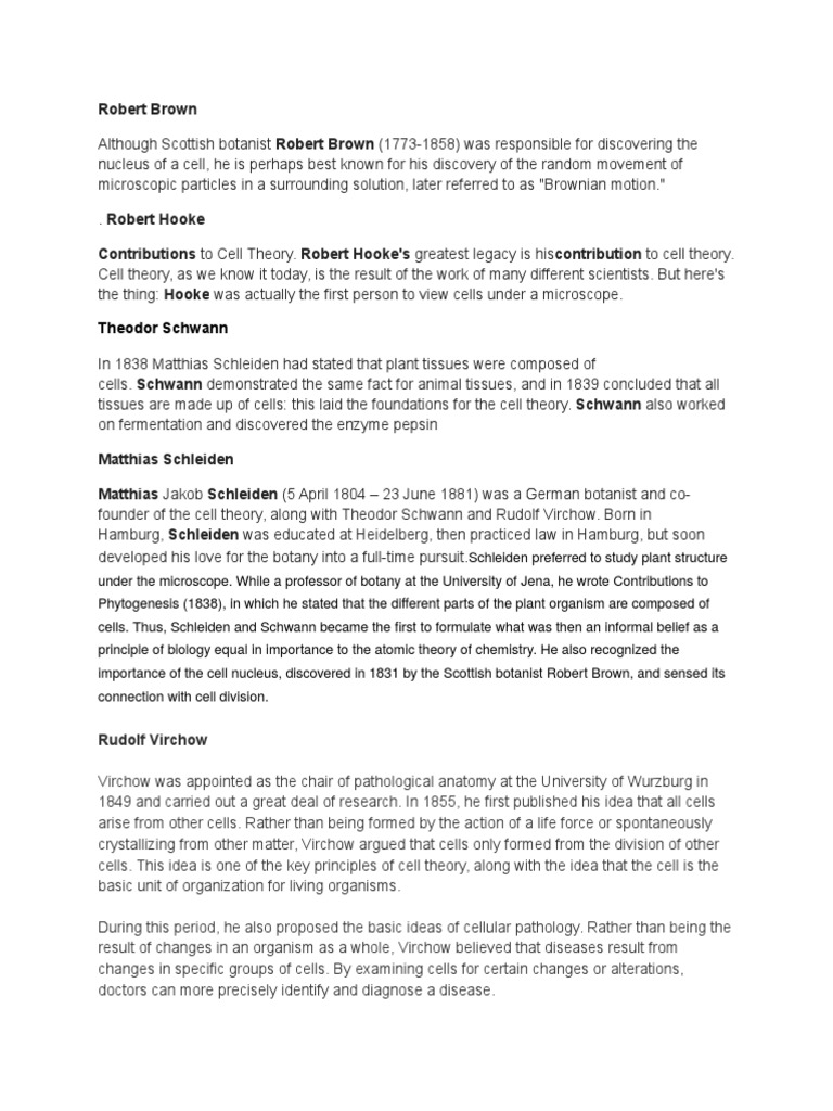 Robert Brown | Cell (Biology) | Academic Discipline Interactions