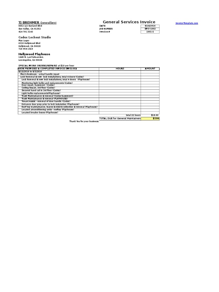General Services Invoice 1001 | PDF