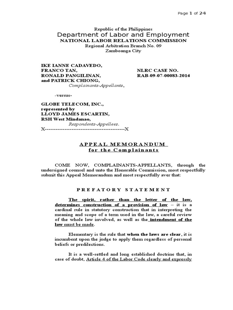 Appeal Memorandum | PDF | Due Process Clause | Employment