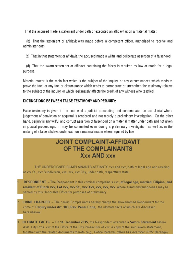 False Testimony V Perjury | PDF | Perjury | Testimony