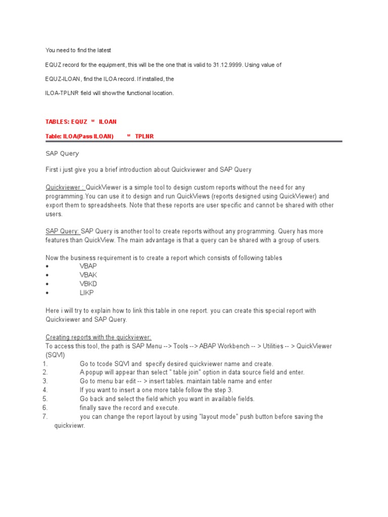 Tables Equz Iloan Table Iloa Pass Iloan Tplnr Pdf Computer Data Information Technology