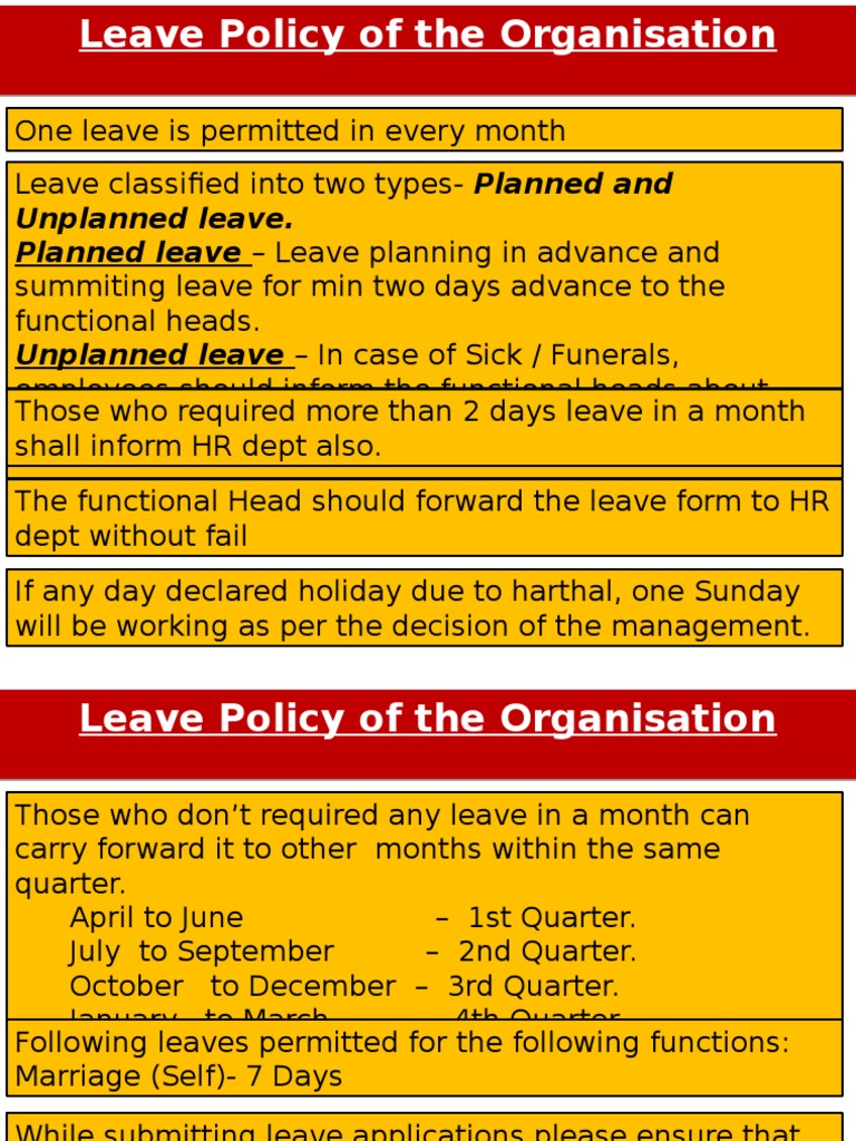 Unplanned Leave. Planned Leave - Leave Planning in Advance and ...