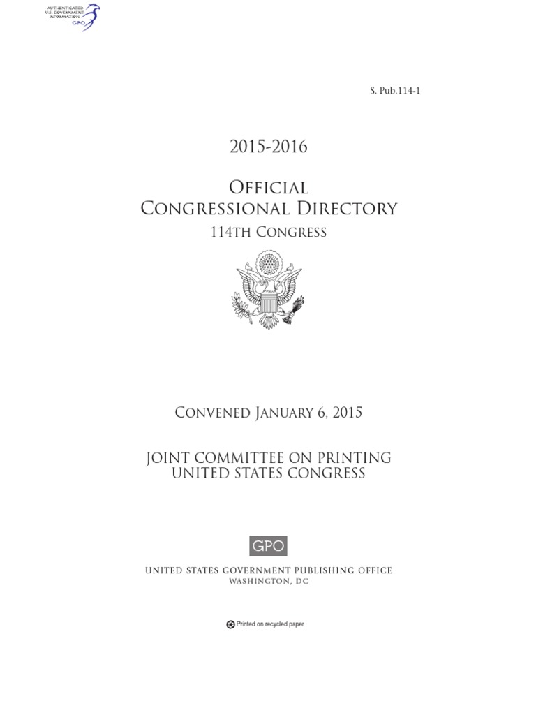 2016 - Official Congressional Directory | PDF | Secretary | United ...