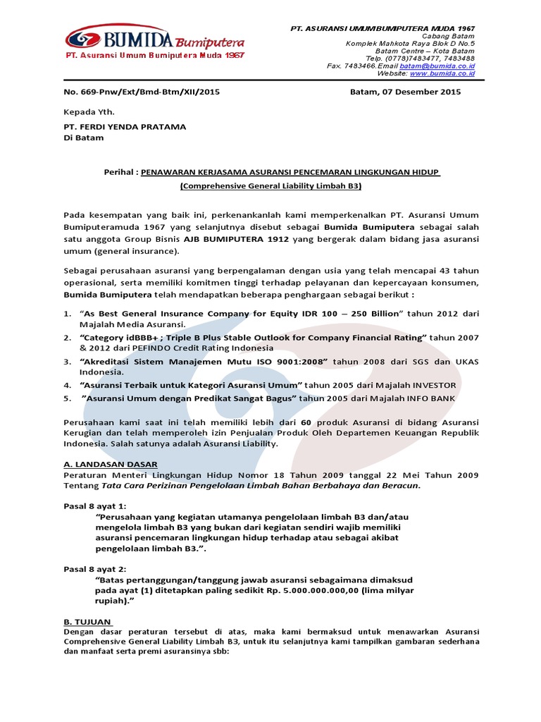 669 - Proposal Limbah Pt. Ferdi Yenda Pratama PDF | PDF