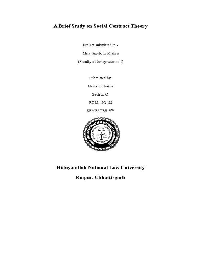 Juris Project Sem V | PDF | Social Contract | Natural And Legal Rights