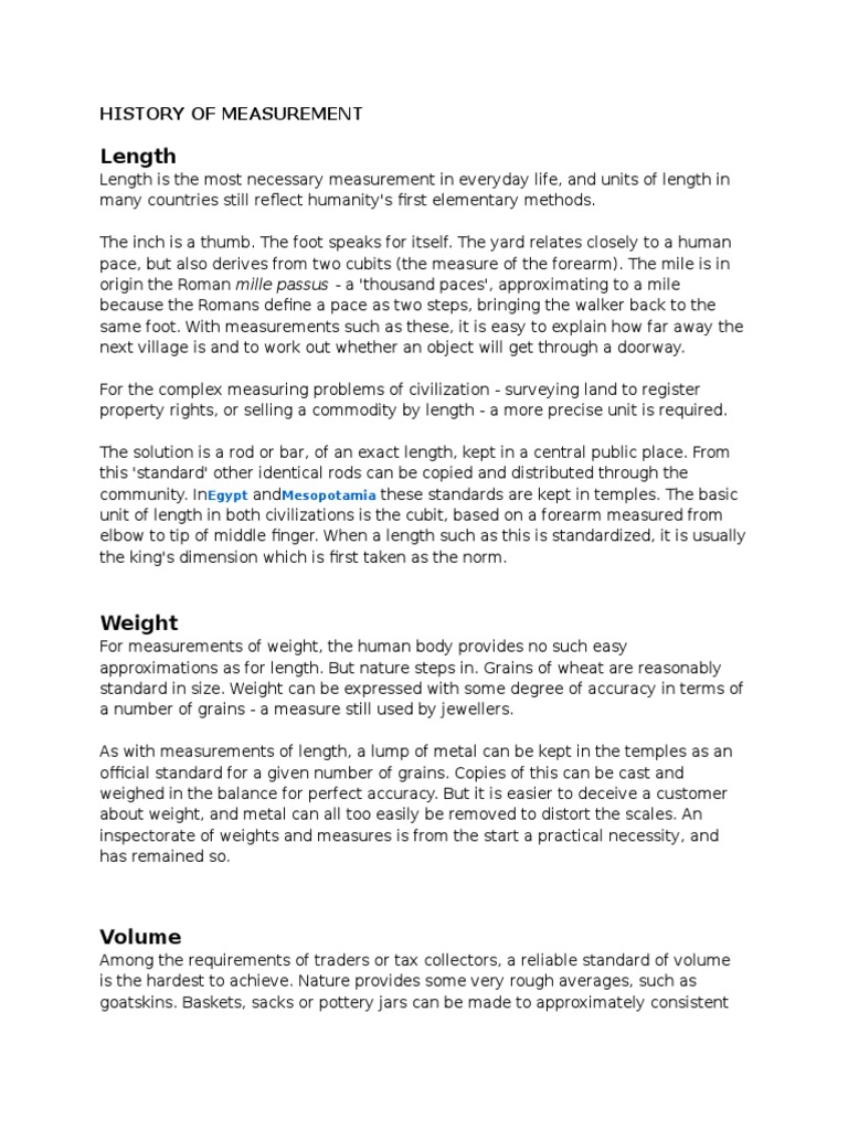 History of Measurement | PDF | Hour | Thermometer