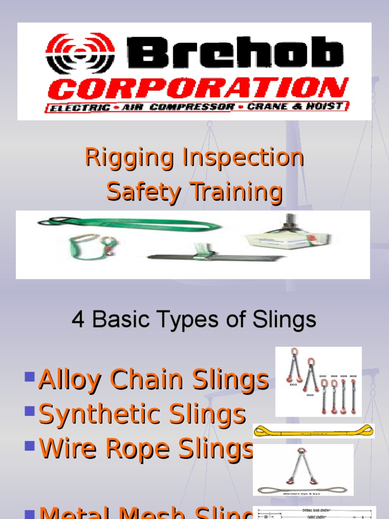 Rigging Inspection Safety Training | PDF | Rope | Wire