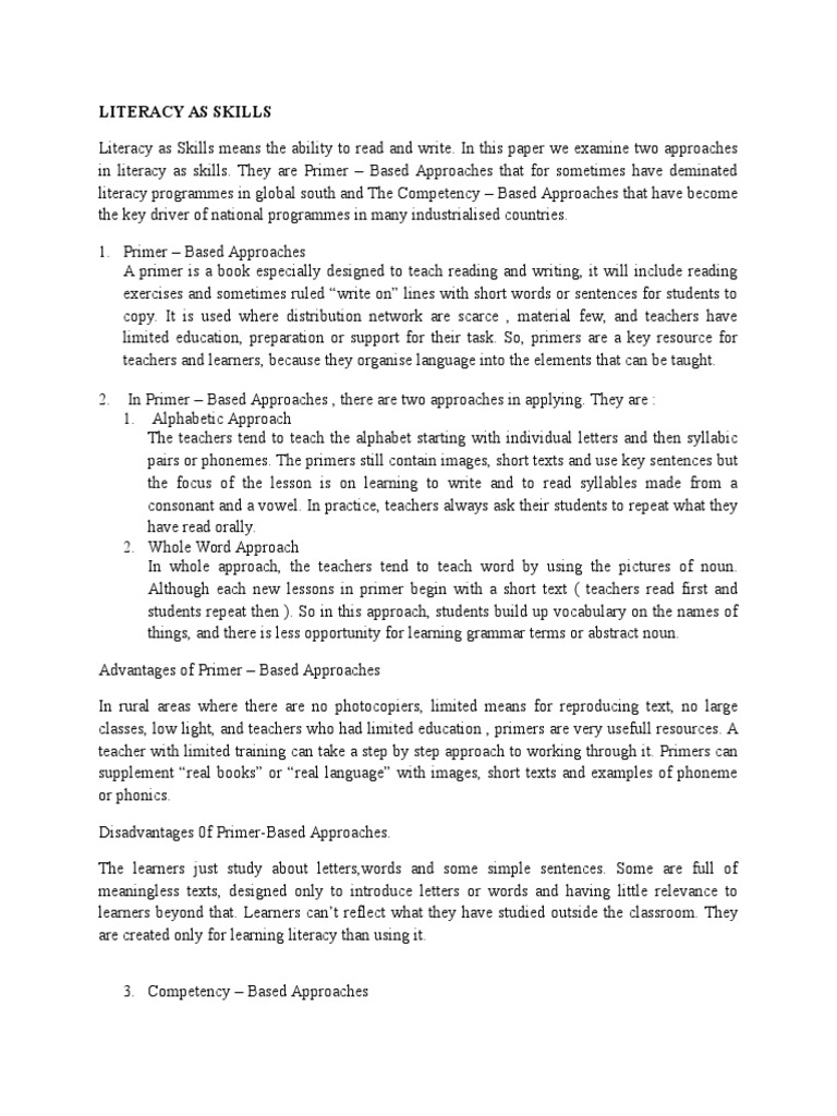 Literacy Paper | Download Free PDF | Literacy | Reading (Process)