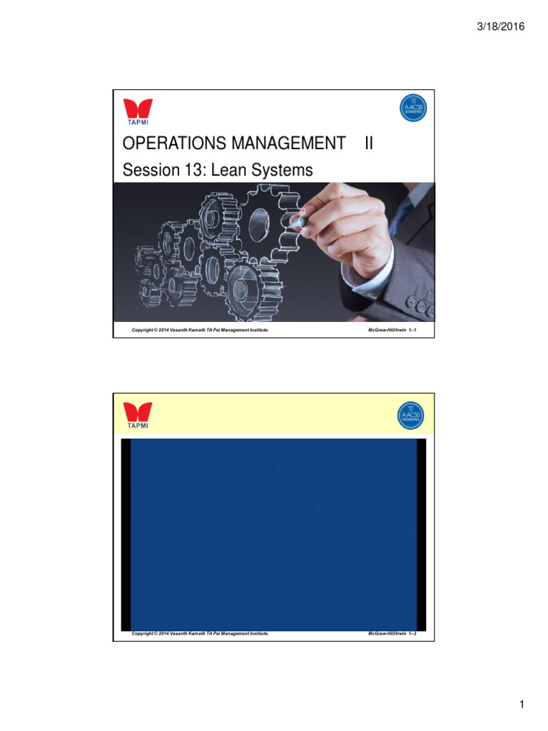 Operations Management Ii Session 13 Lean Systems Mcgraw Hill Irwin