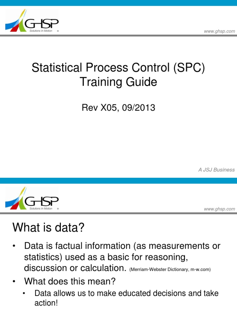 Statistical Process Control (SPC) PPt. I | PDF | Mean | Statistics