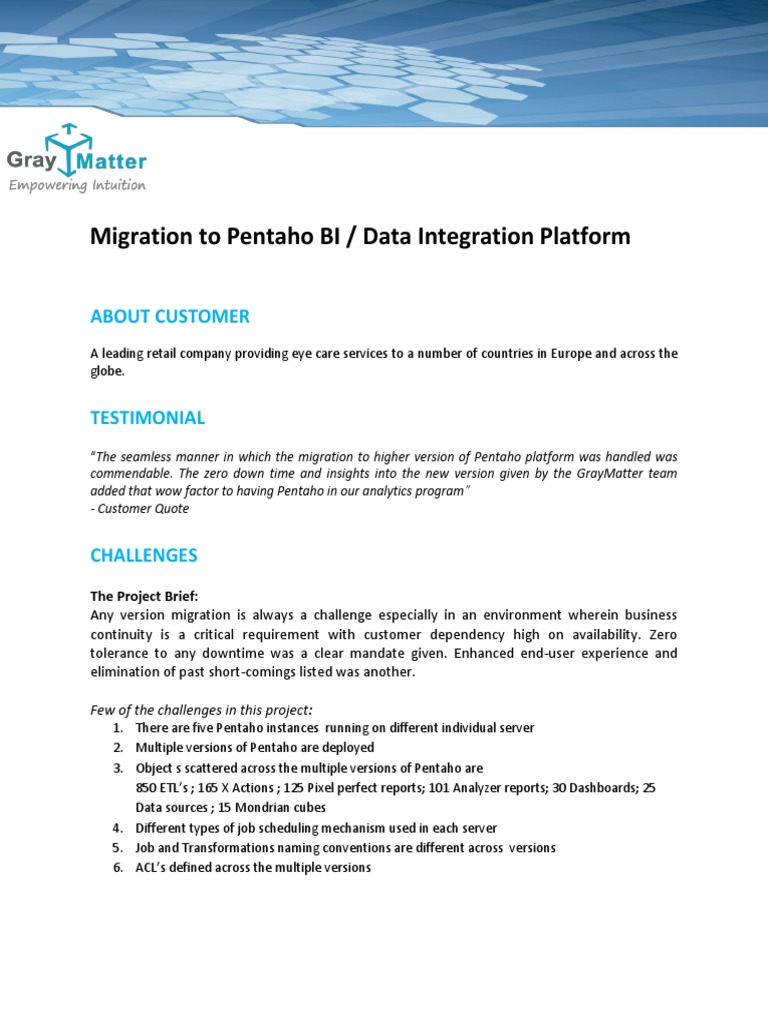 Migration Success Story | PDF | Business Intelligence | Analytics