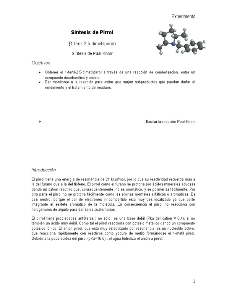 Síntesis de Pirrol PROYECTO | PDF | Química Orgánica | Química