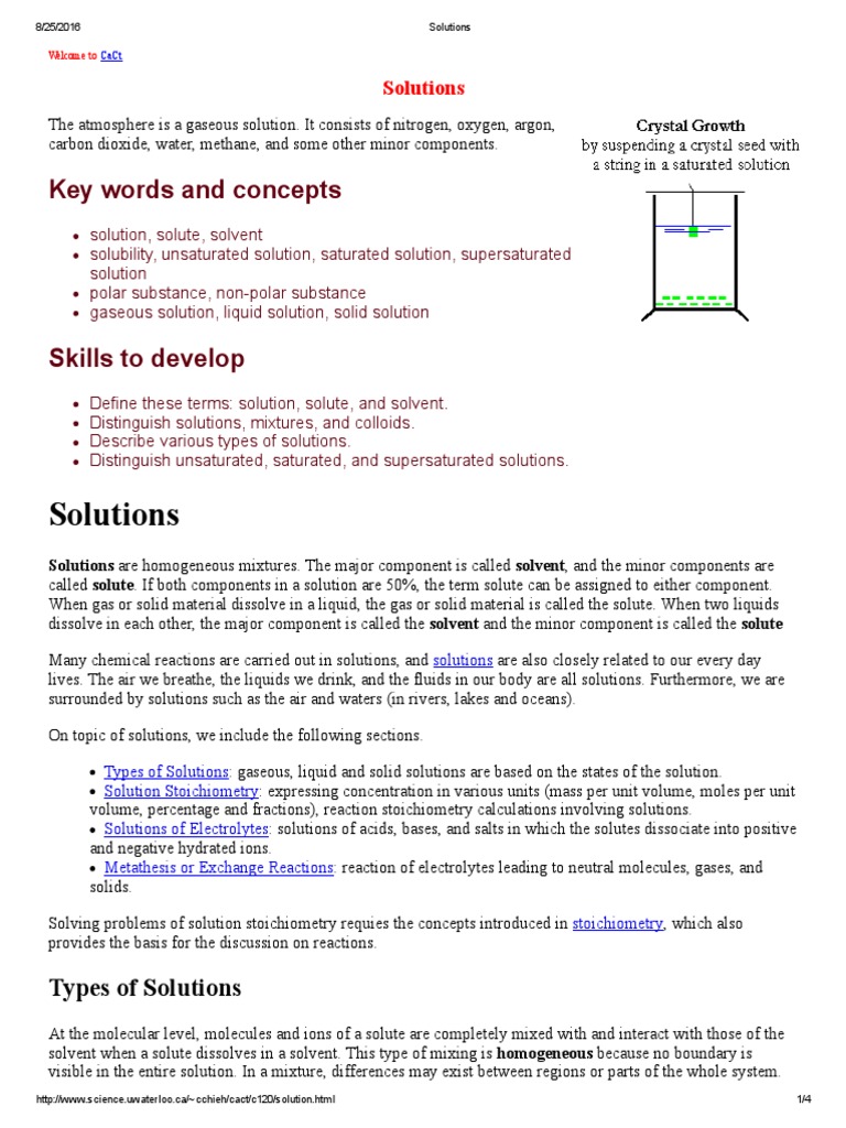 Solutions: Key Words and Concepts | PDF | Solution | Solubility