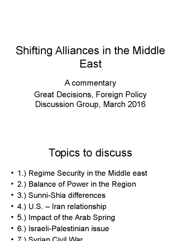 Shifting Alliances in The Middle East: A Commentary Great Decisions ...