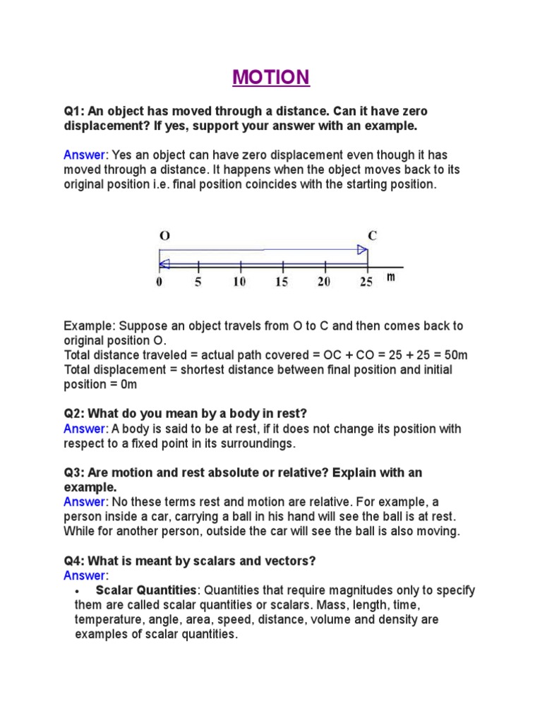 Motion: Answer | PDF | Speed | Velocity