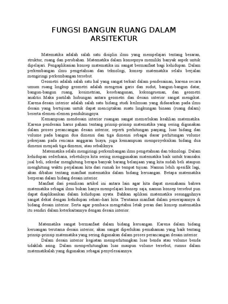 Fungsi Bangun Ruang Dalam Arsitektur | PDF