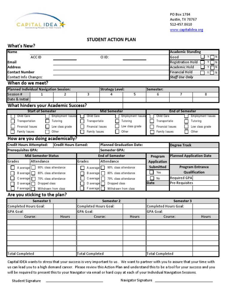 Student Action Plan | PDF | Course Credit | Academic Term