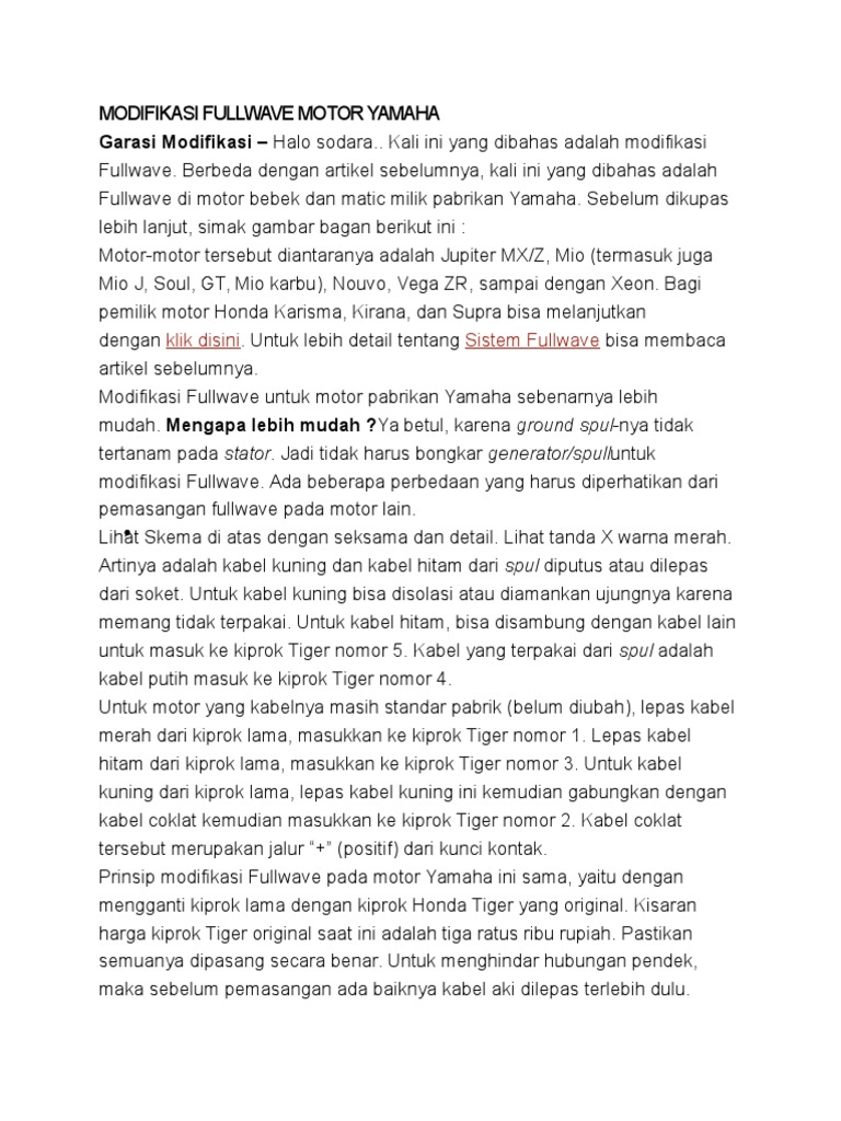 Modifikasi Fullwave Motor Yamaha | PDF