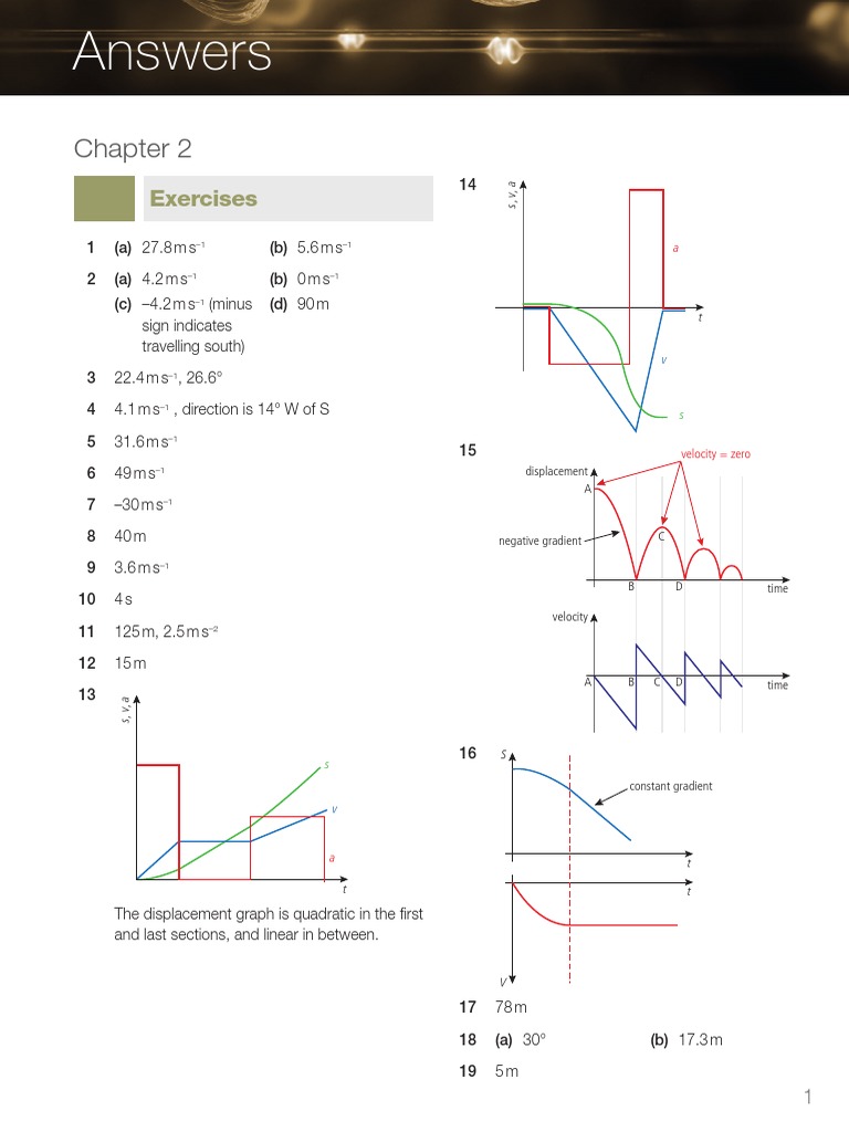 Chapter2 Answers | PDF | Momentum | Acceleration