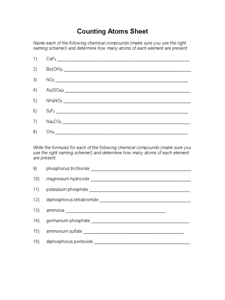 Counting Atoms in Chemical Compounds | PDF