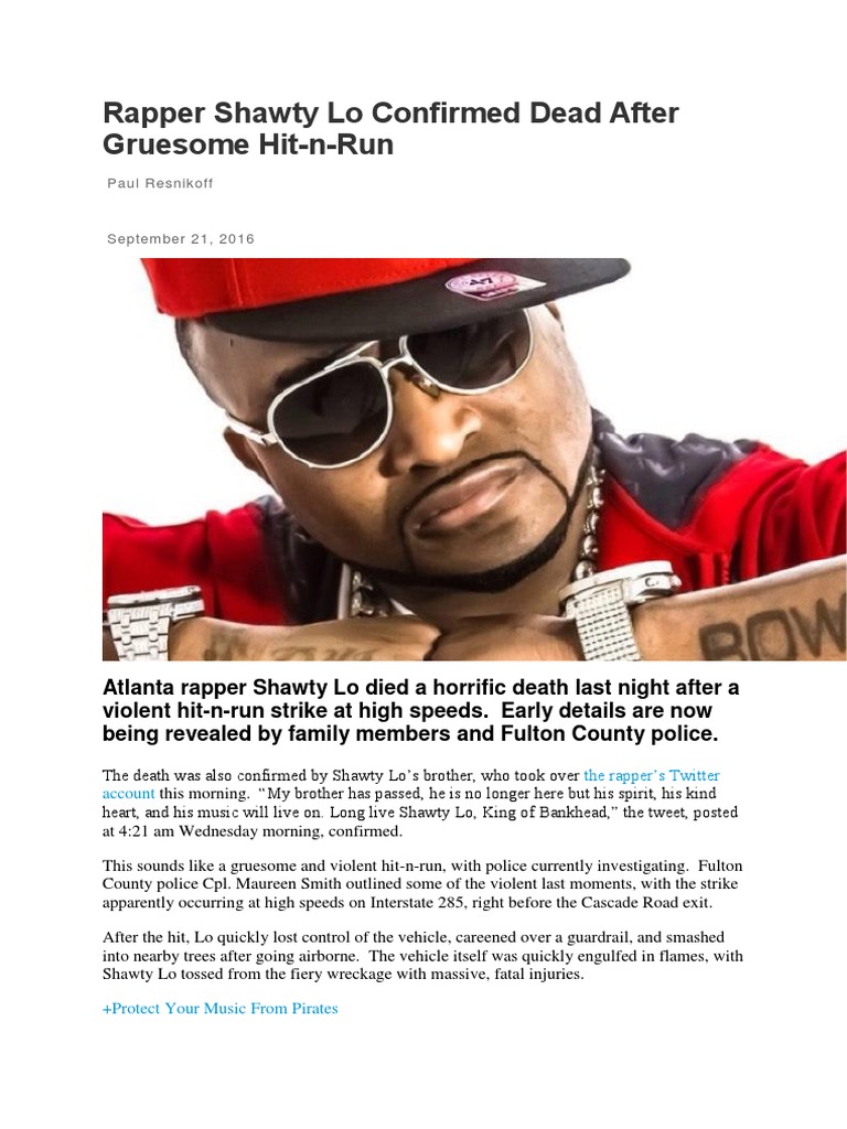 Rapper Shawty Lo Confirmed Dead After Gruesome Hit | PDF