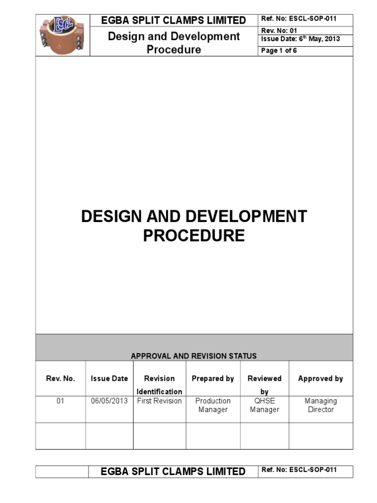 ESCL-SOP-011, Design and Development Procedure - Doc Rev 01 | Download Free PDF | Verification ...