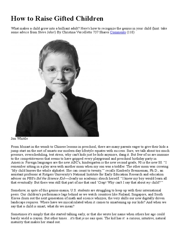 Raising Gifted Children Guide | PDF | Intellectual Giftedness ...