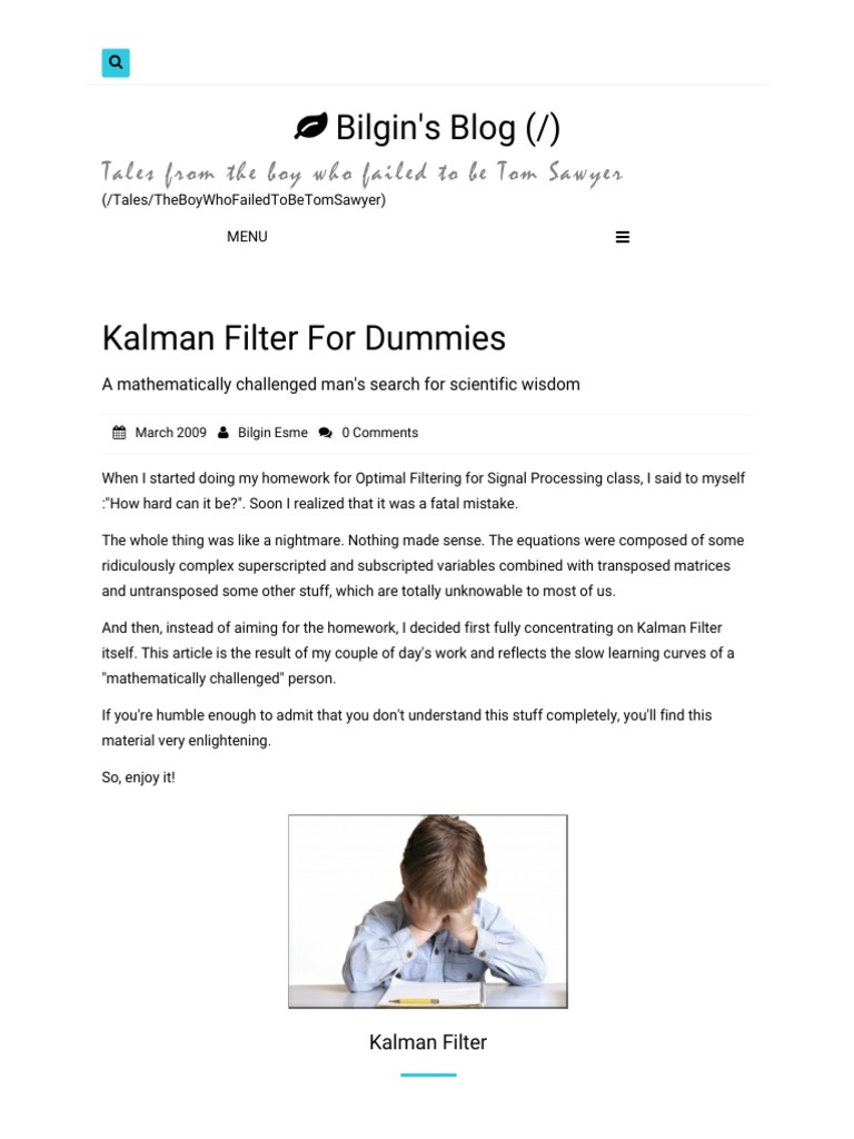 Kalman Filter For Dummies | PDF | Kalman Filter | Applied Mathematics